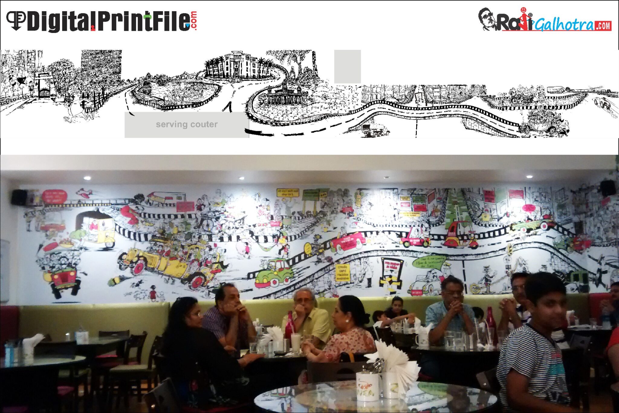 Big Wall Cartoon Caricature Digital Hand Drawing - Digital Print File