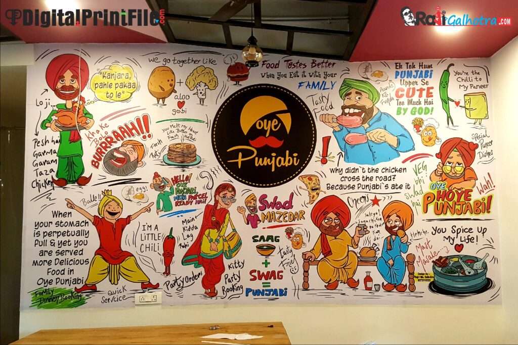 Big Wall Cartoon Caricature Digital Hand Drawing - Digital Print File