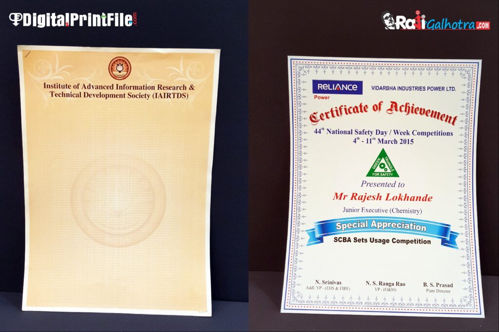 Certificate Designing - Digital Print File