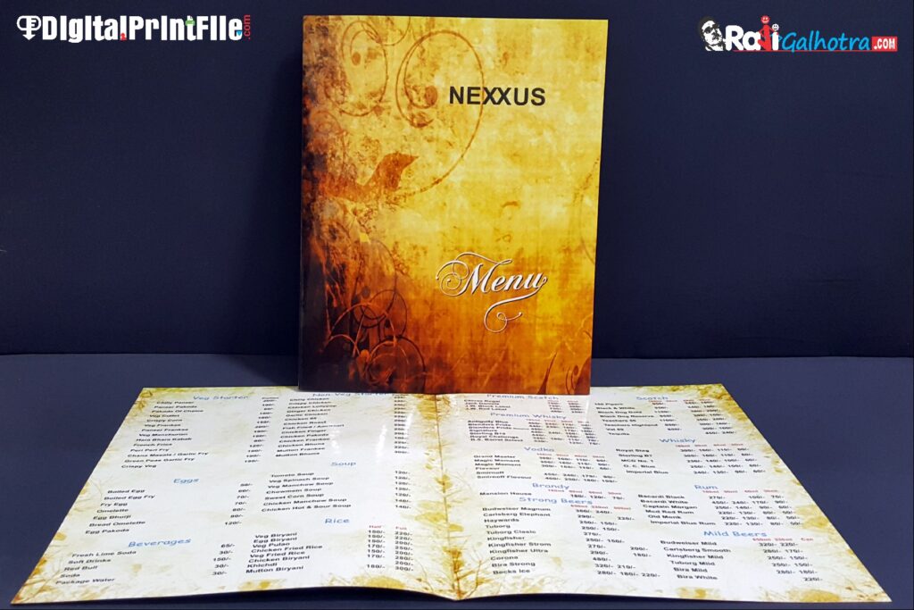 Hotel Menu Card Designing - Digital Print File