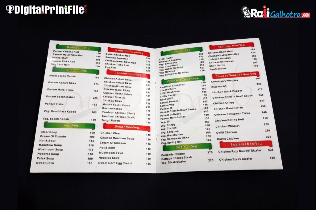 Hotel Menu Card Designing - Digital Print File