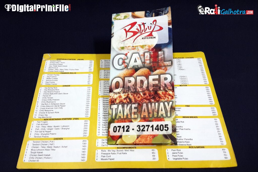 Hotel Menu Card Designing - Digital Print File