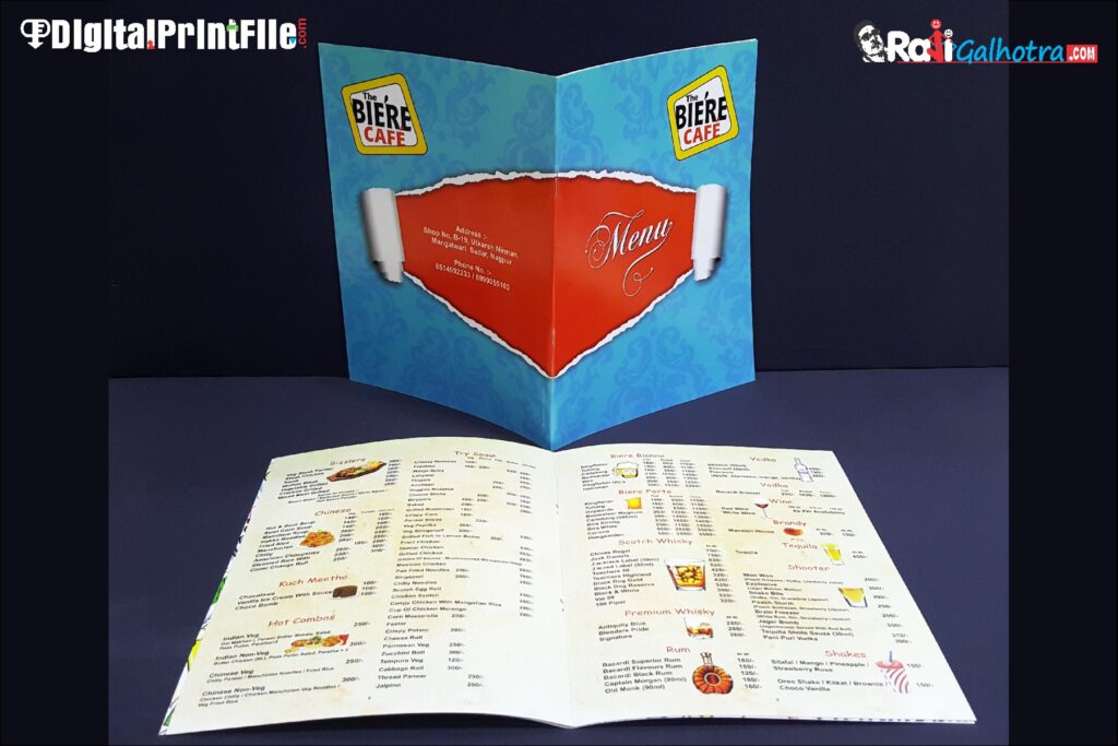 Hotel Menu Card Designing - Digital Print File