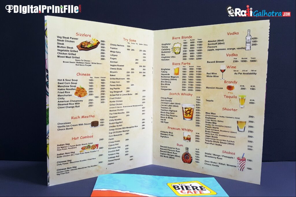Hotel Menu Card Designing - Digital Print File